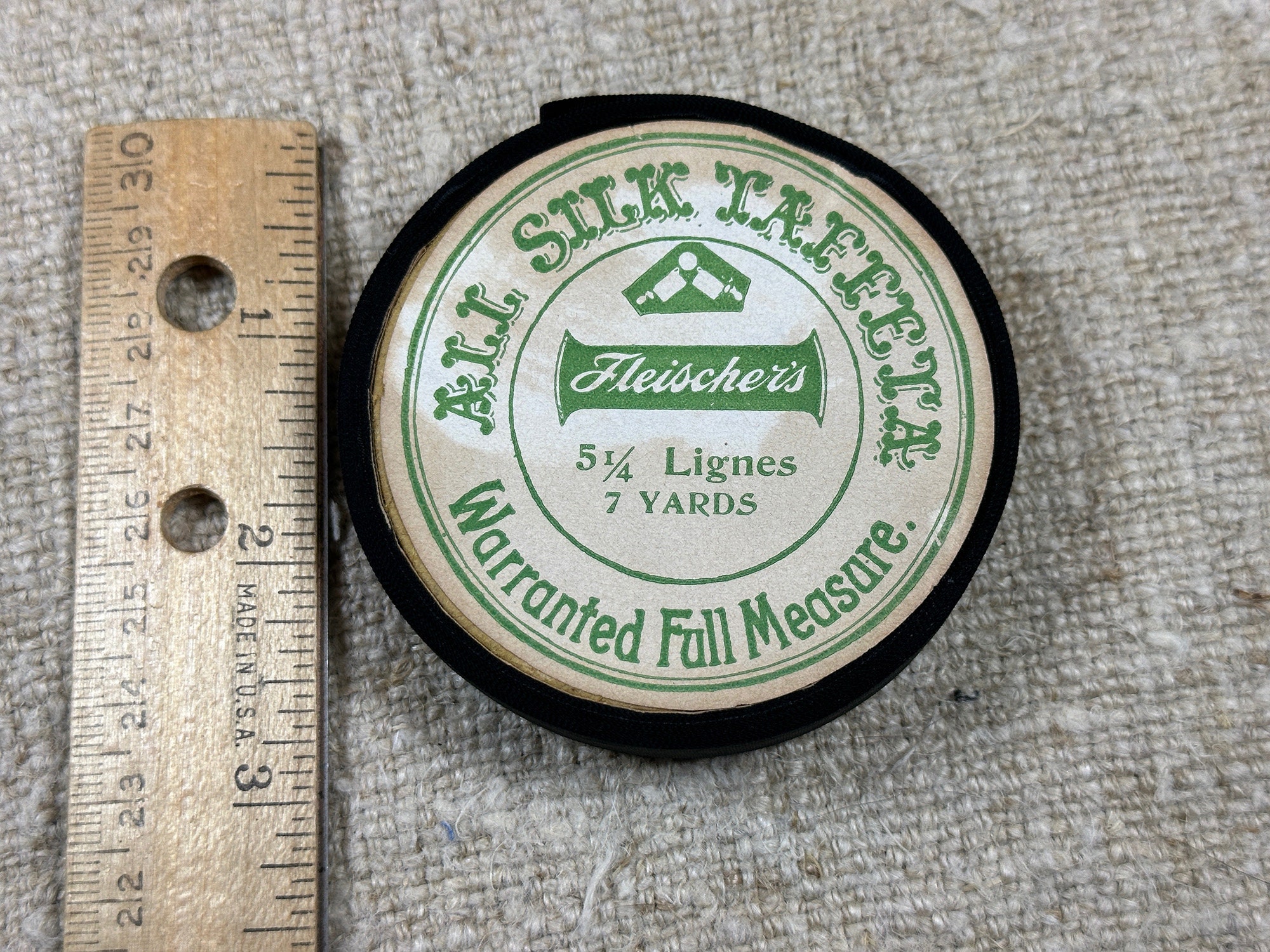 2 Antique Black Silk Taffeta Tape Trim Rolls // 1/2" > 2 Orig 1800s ...