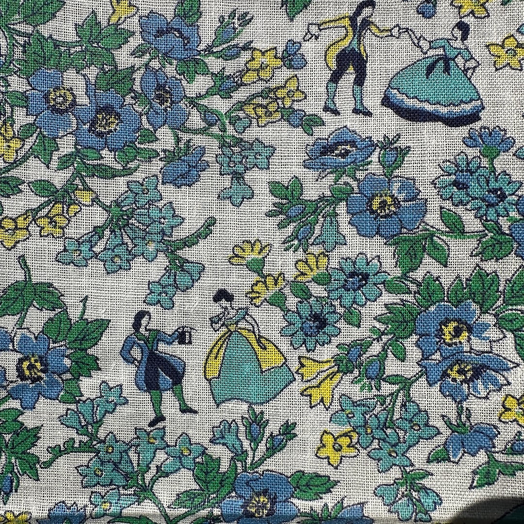Vintage Feedsack Courting Couples Floral Pattern Fabric // 43x38 ...