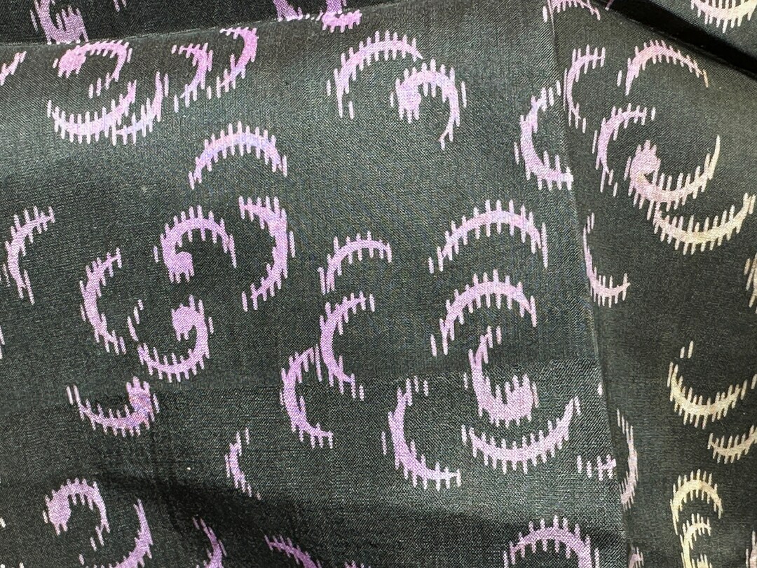 Victorian Silk Fabric Scrap Piece // Odd Shape > Purple Crescent Moons ...