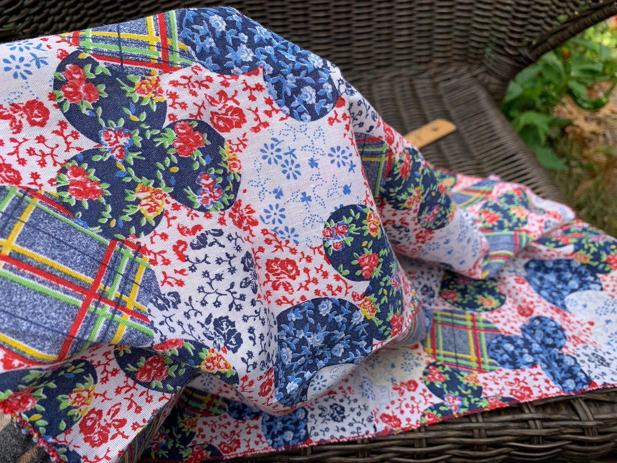 Vintage Calico Cheater Cloth Fabric // 20x21" > Table Center, Napkin ...