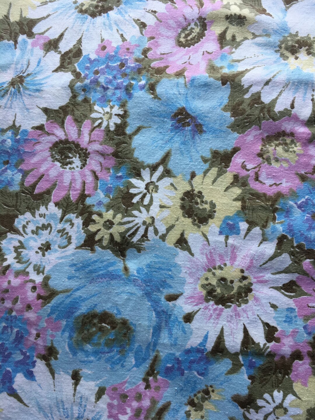 Vintage Pastel Cabbage Roses Floral Cotton Feed Sack Style Fabric ...