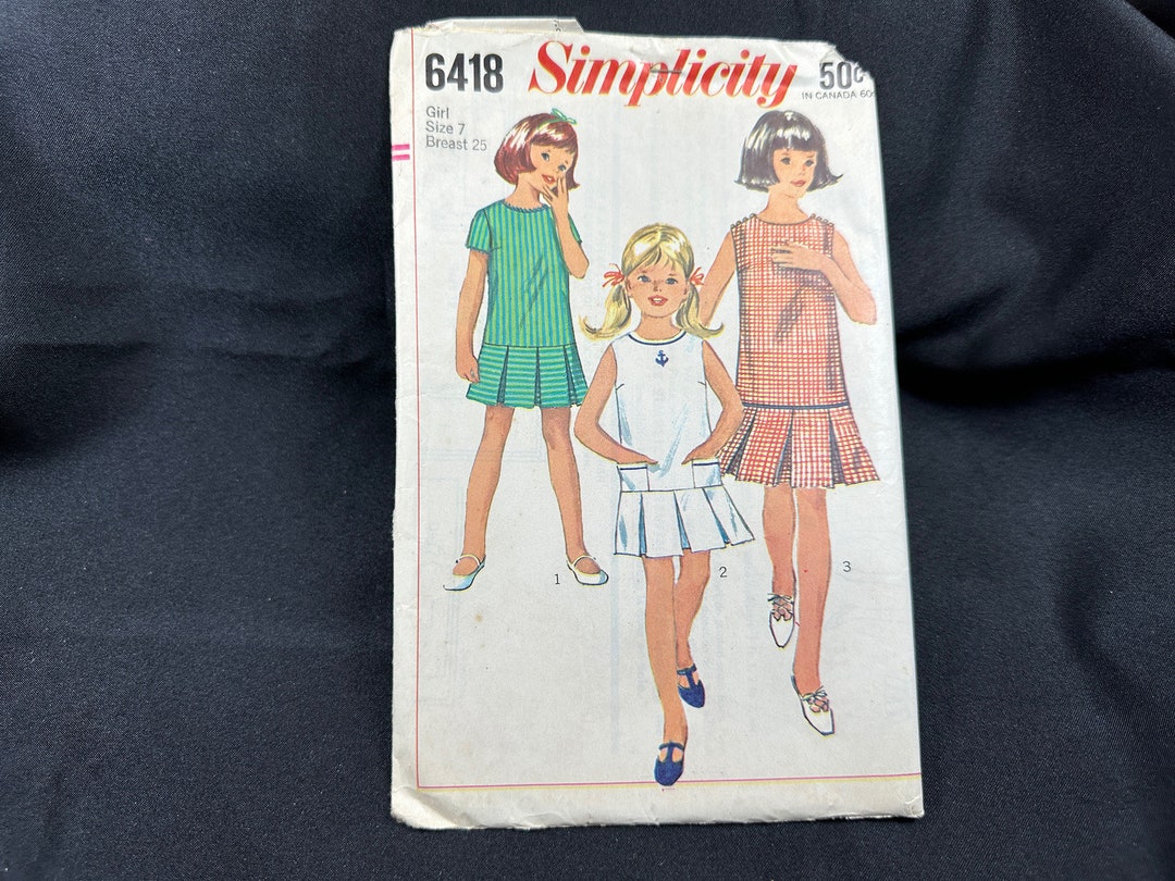 Vintage 1960s Girls' One Piece Dress Pattern // Simplicity 6418 > Sz 7 ...