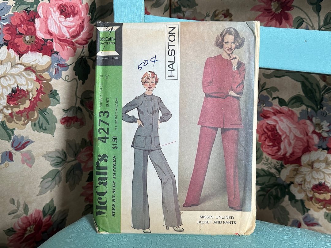 Vintage 1970s Halston Misses' Jacket & Pants Pattern // Mccall's 4273 ...