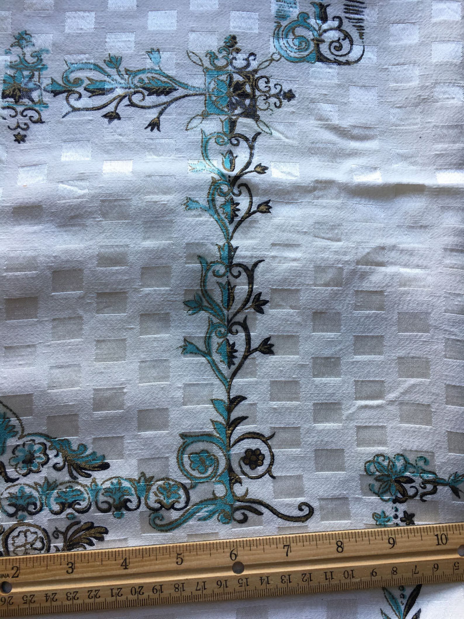 Vintage Mid-Century Modern Hand Print Fabric Sample // | Etsy