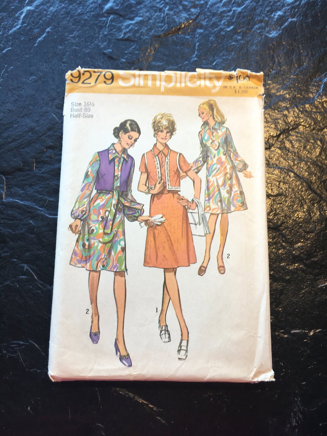 Vintage 1970s Dress & Bolero Pattern // Simplicity 9279 > Size 16 1/2 ...