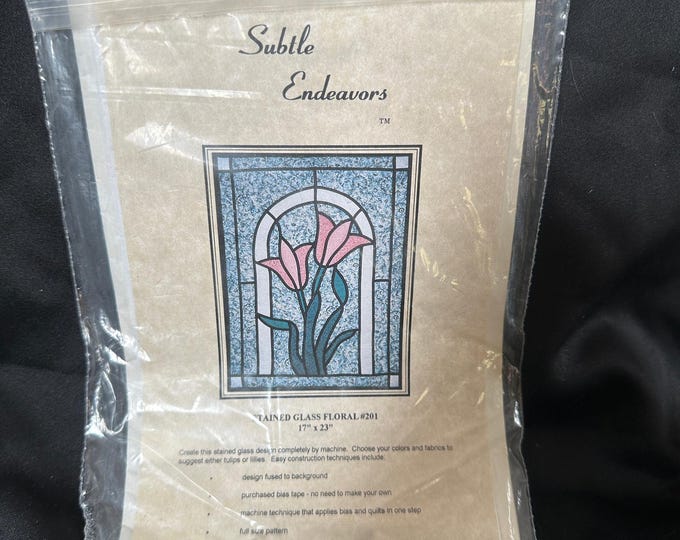 1990s Stained Glass Floral #201 Appliqué Pattern // 17x23" for Quilt ...