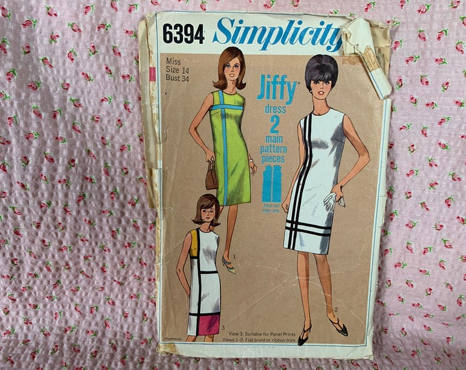Vintage 1960s Jiffy Sheath Dress Pattern // Simplicity 6394 > Size 14 ...
