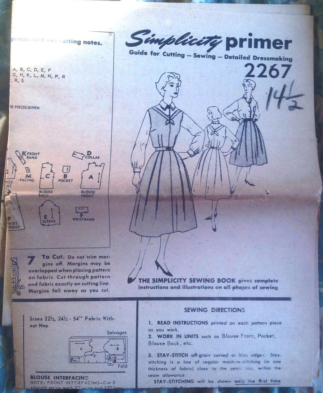 Vintage 1950s Day Dress Pattern // Simplicity Primer 2267 > Half Size ...
