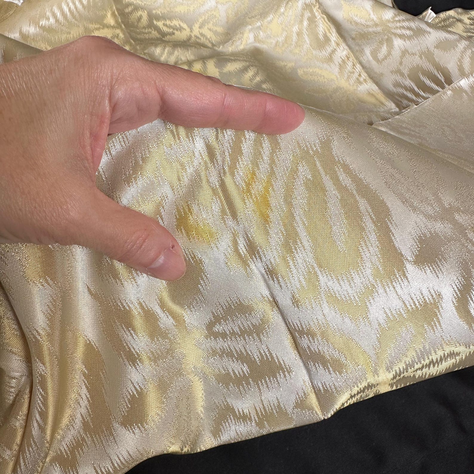 Vintage Mid-century Jacquard Fabric- Golden Yellow & Silvery White ...