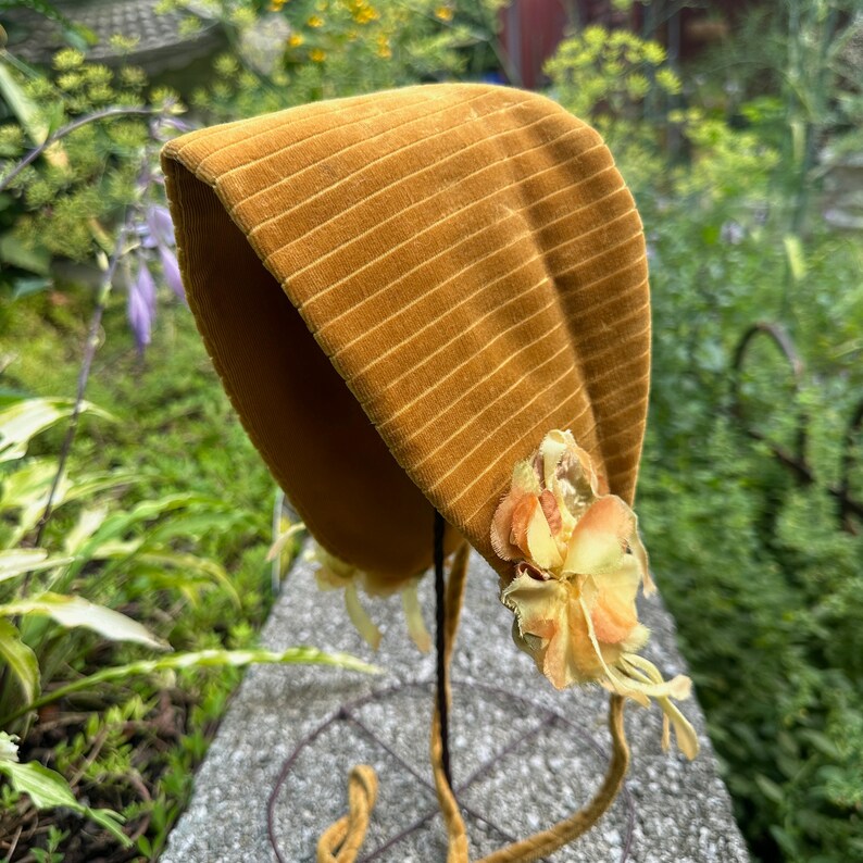 Vintage Corded Velvet Fabric Child's Bonnet // Golden Mustard Yellow ...