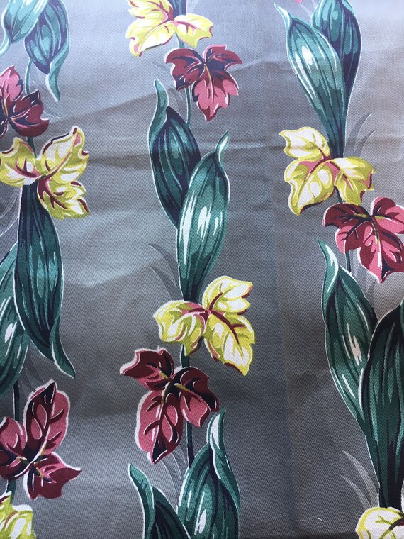 Vintage Mid-century Ivy Leaf Print Decorator Fabric // - Etsy