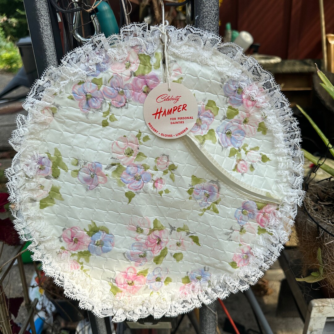 Vintage Lingerie Bag celebrity Hamper // Mid-century Deadstock Round ...
