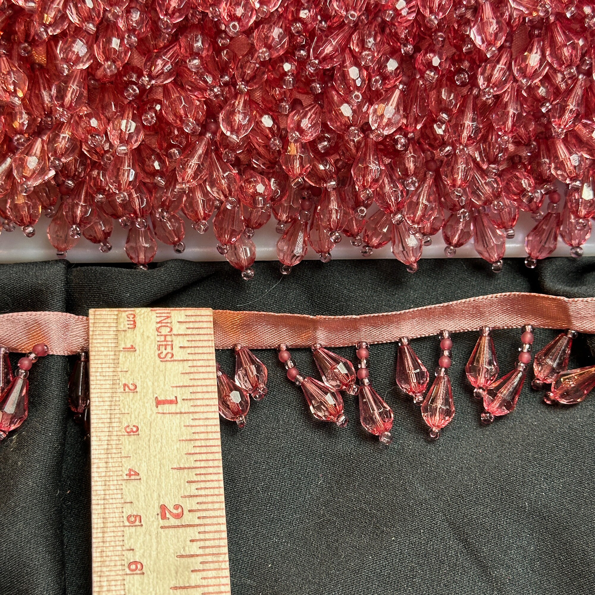 Mauve Pink Beaded Fringe Tape Trim // 36x1.25" by the Yard, BTY ...
