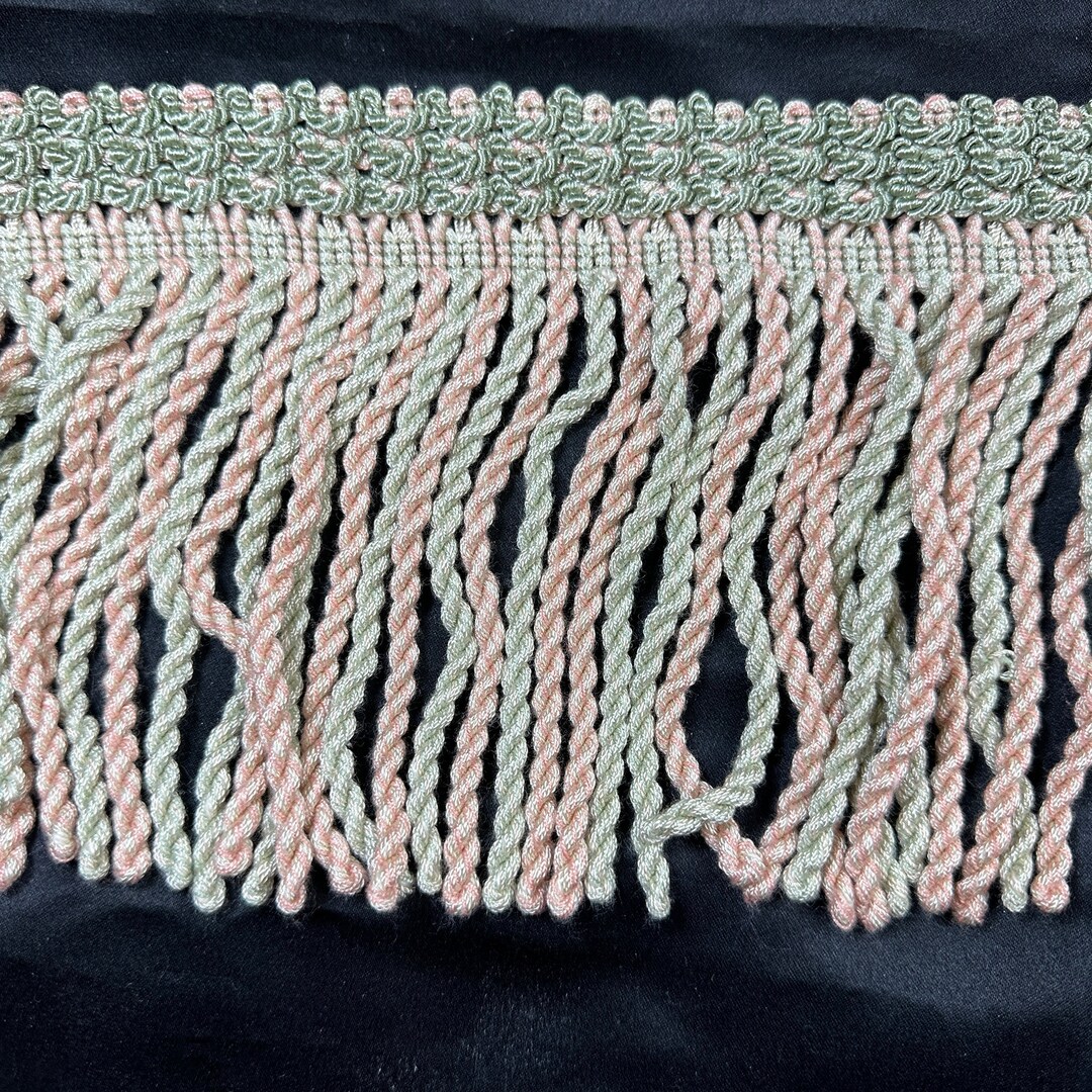 Vintage Pink & Green Fringe Trim W/ Festooned Header // 142x6 ...