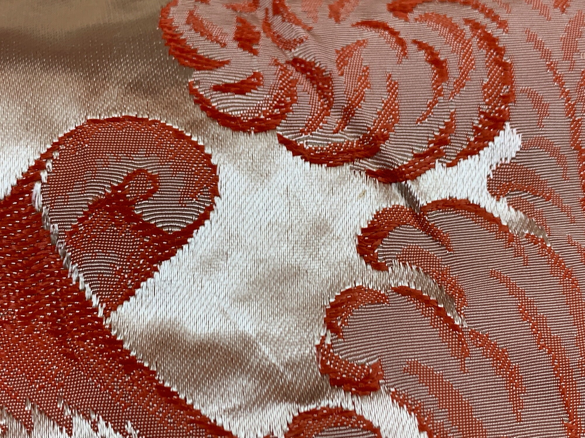 Vintage 1930s-1940s Coral Damask Fabric Panel // 51x22 - Etsy