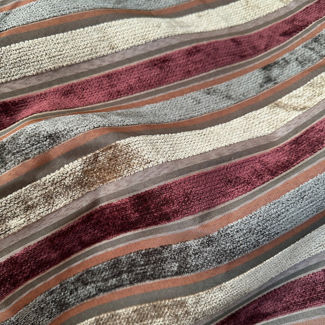 Striped Velvet Fabric Remnant // 19.5x56" > Unused Deadstock > Browns ...