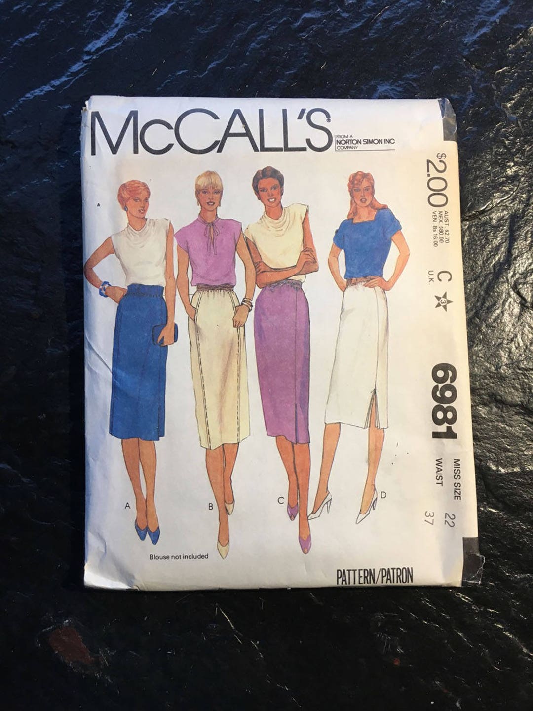 1980s Skirts Pattern // Mccall's 6981 > Size 22, Waist 37 > Unused ...