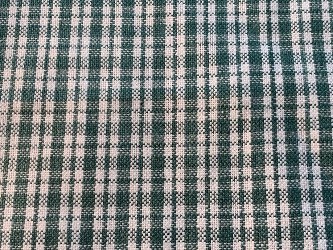 Green Woven Check Cotton Fabric // 54x45" > Homespun Style, Smooth ...