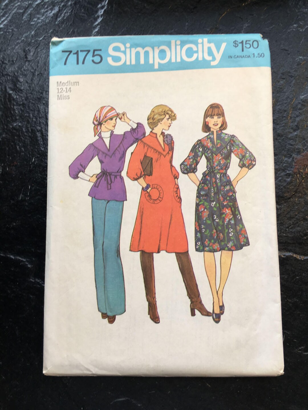 Vintage 1970s Dress or Top Pattern // Simplicity 7175 > Size 12-14 ...