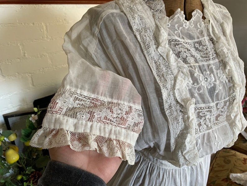 Antique Vintage Sheer White Lawn, Batiste & Lace Dress // Edwardian to ...