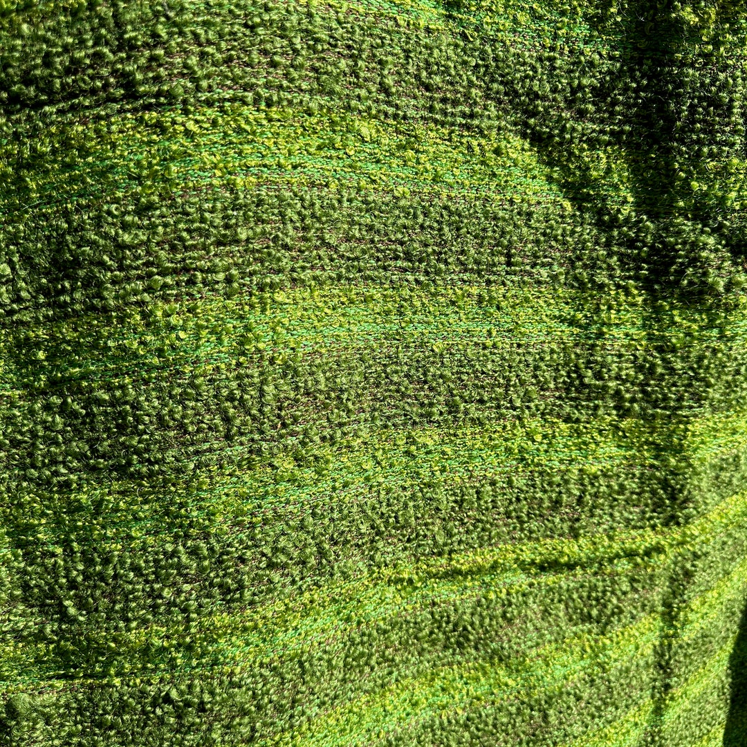 Vintage Mid-century Green Wool Boucle Upholstery Fabric // 64x56 Unused ...