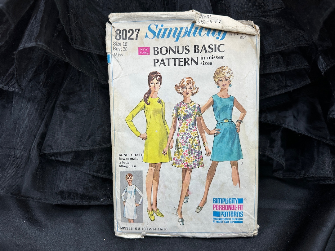 Vintage 1960s Bonus Basic Dress Pattern // Simplicity 8027 > Size 16 ...