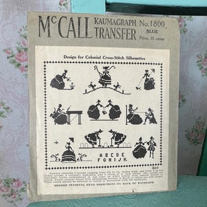 Antique 1920s Silhouette Cross Stitch Transfer Patterns / Mccall 1800 ...