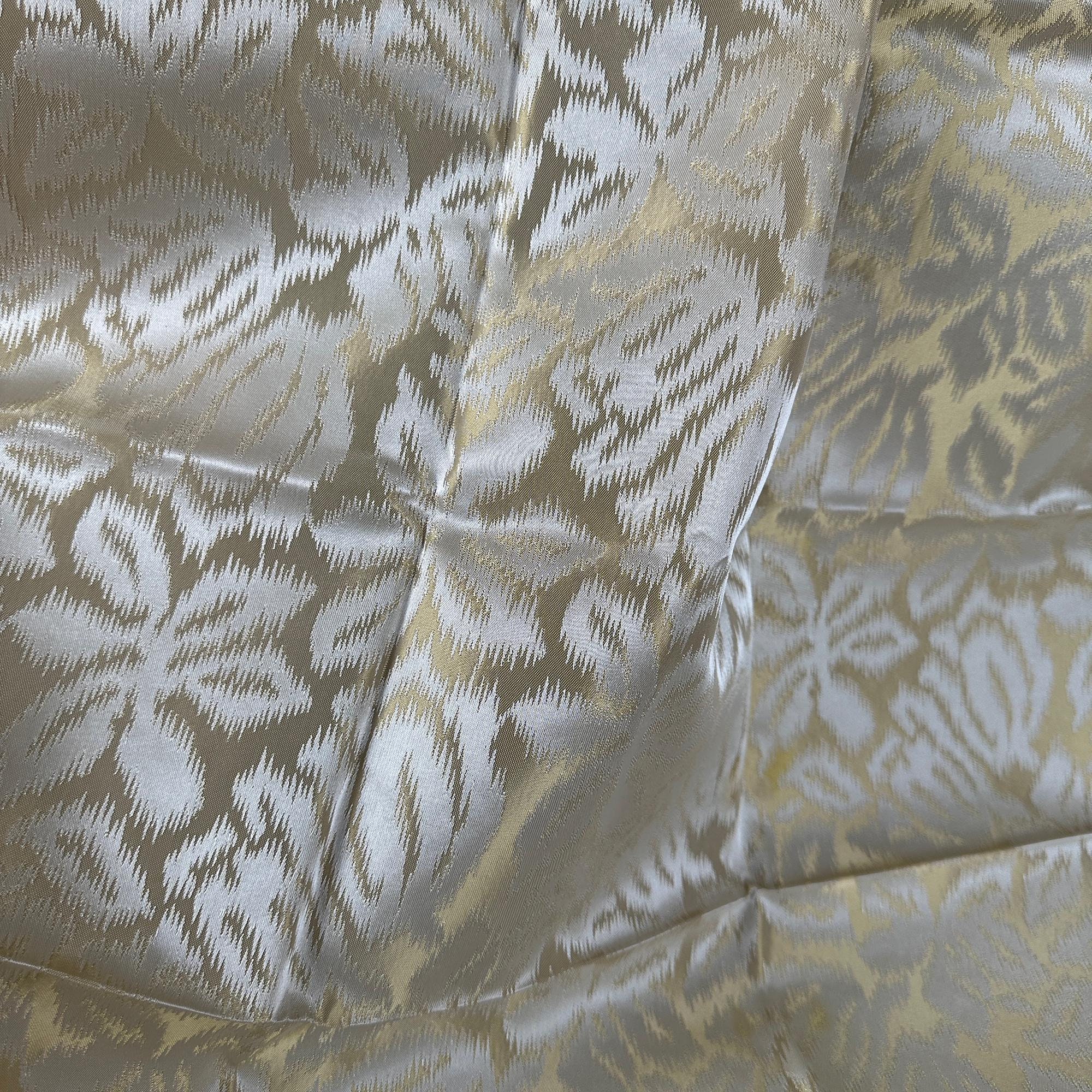 Vintage Mid-century Jacquard Fabric- Golden Yellow & Silvery White ...