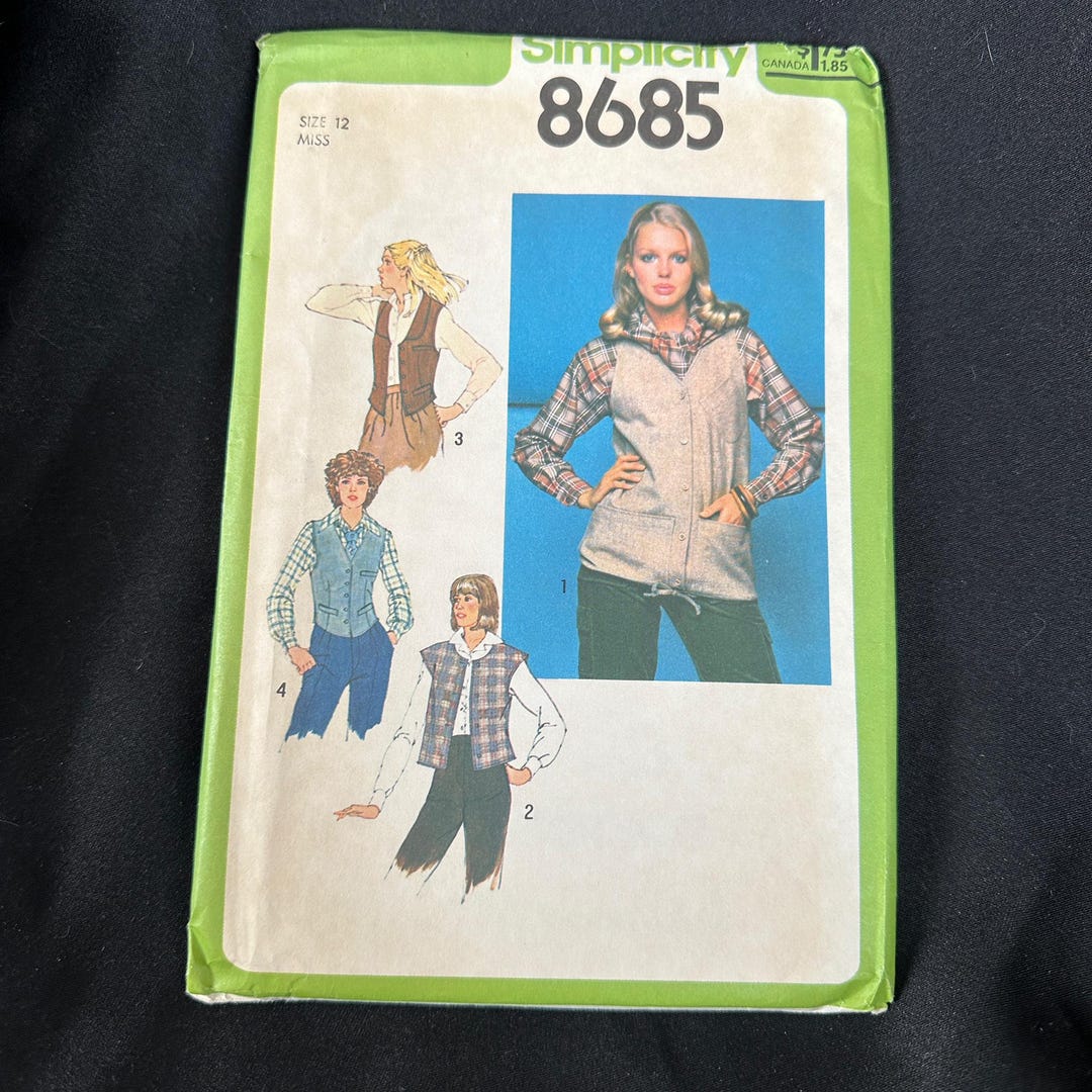 Vintage 1970s Set of Vests Pattern // Simplicity 8685 > Sz 12 > Unused ...