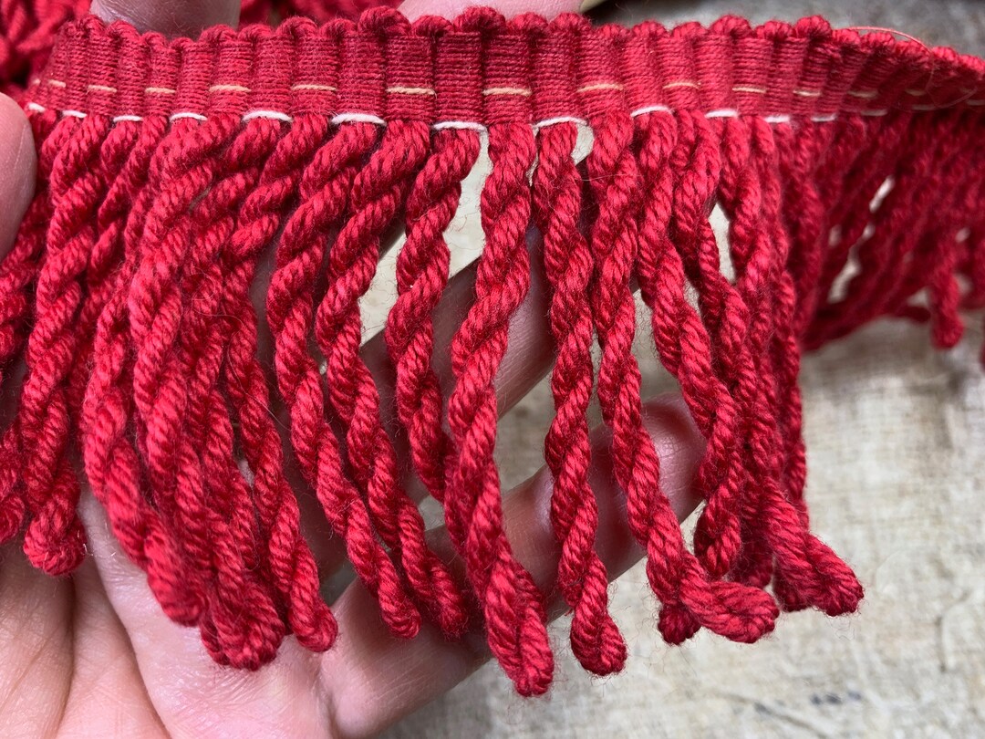 Vintage Red Cotton Fringe Trim // 36x2.5" BTY - by the Yard > Twisted ...