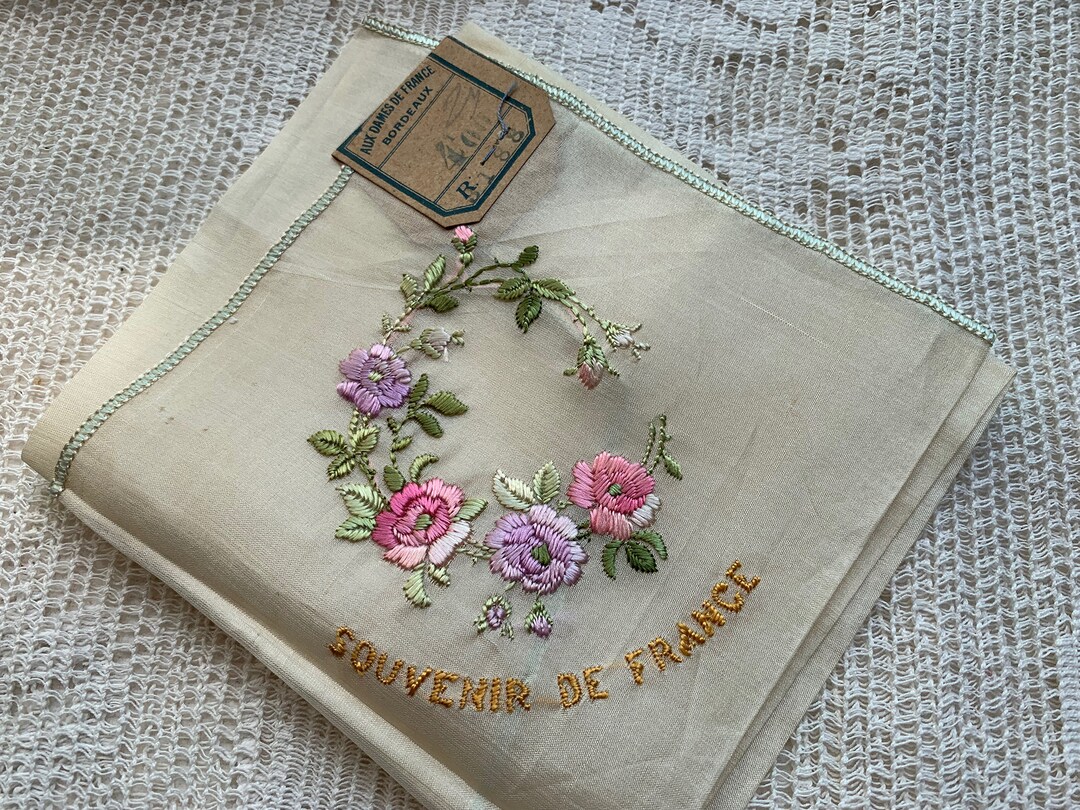Antique Vintage WWI Sweetheart Silk Handkerchief // 13" > Souvenir De ...