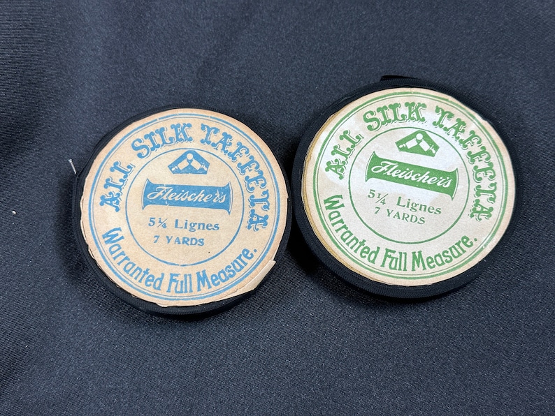 2 Antique Black Silk Taffeta Tape Trim Rolls // 1/2" > 2 Orig 1800s ...