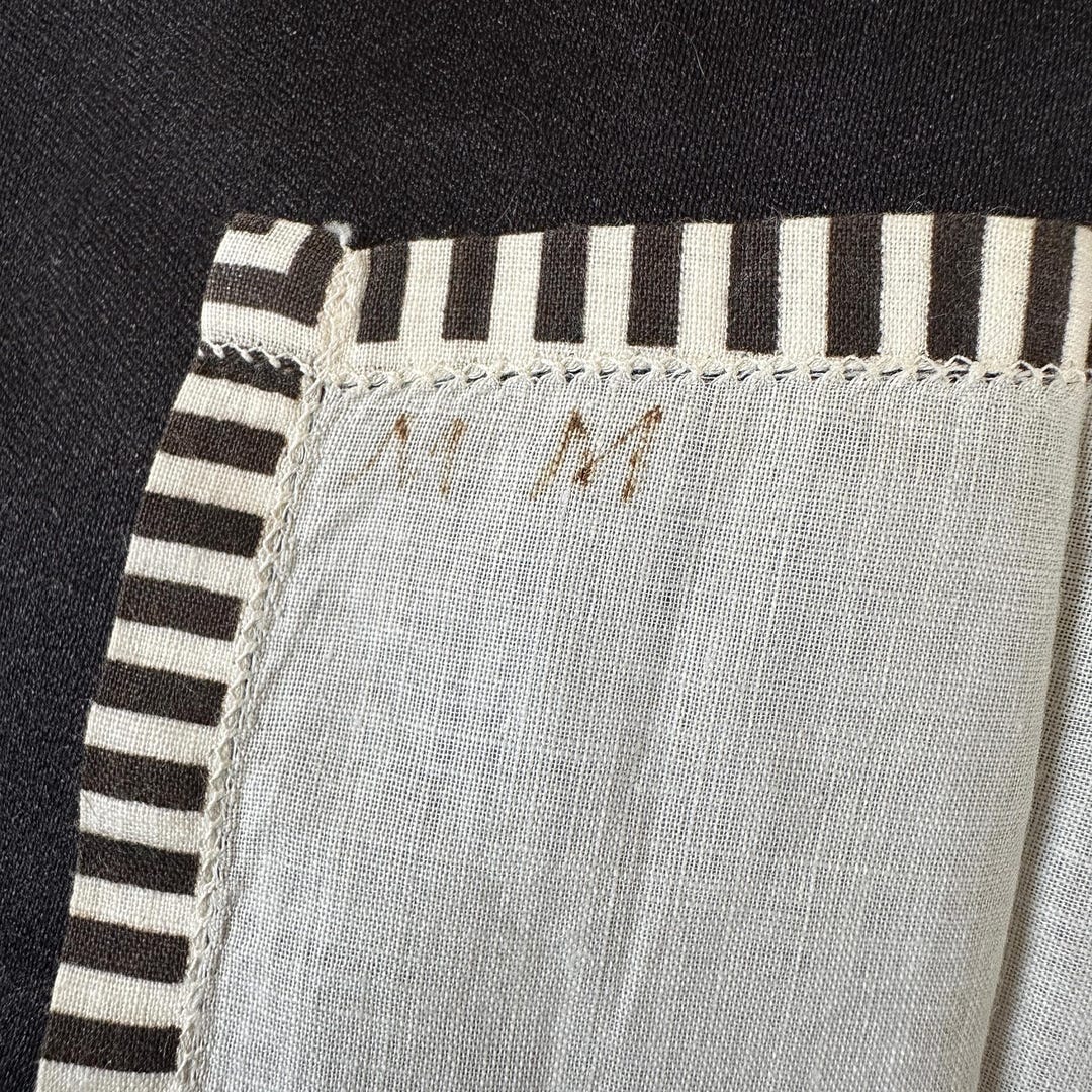 Antique Mourning Handkerchief, Monogram MM in Ink // 10.75x11" > 1800s ...
