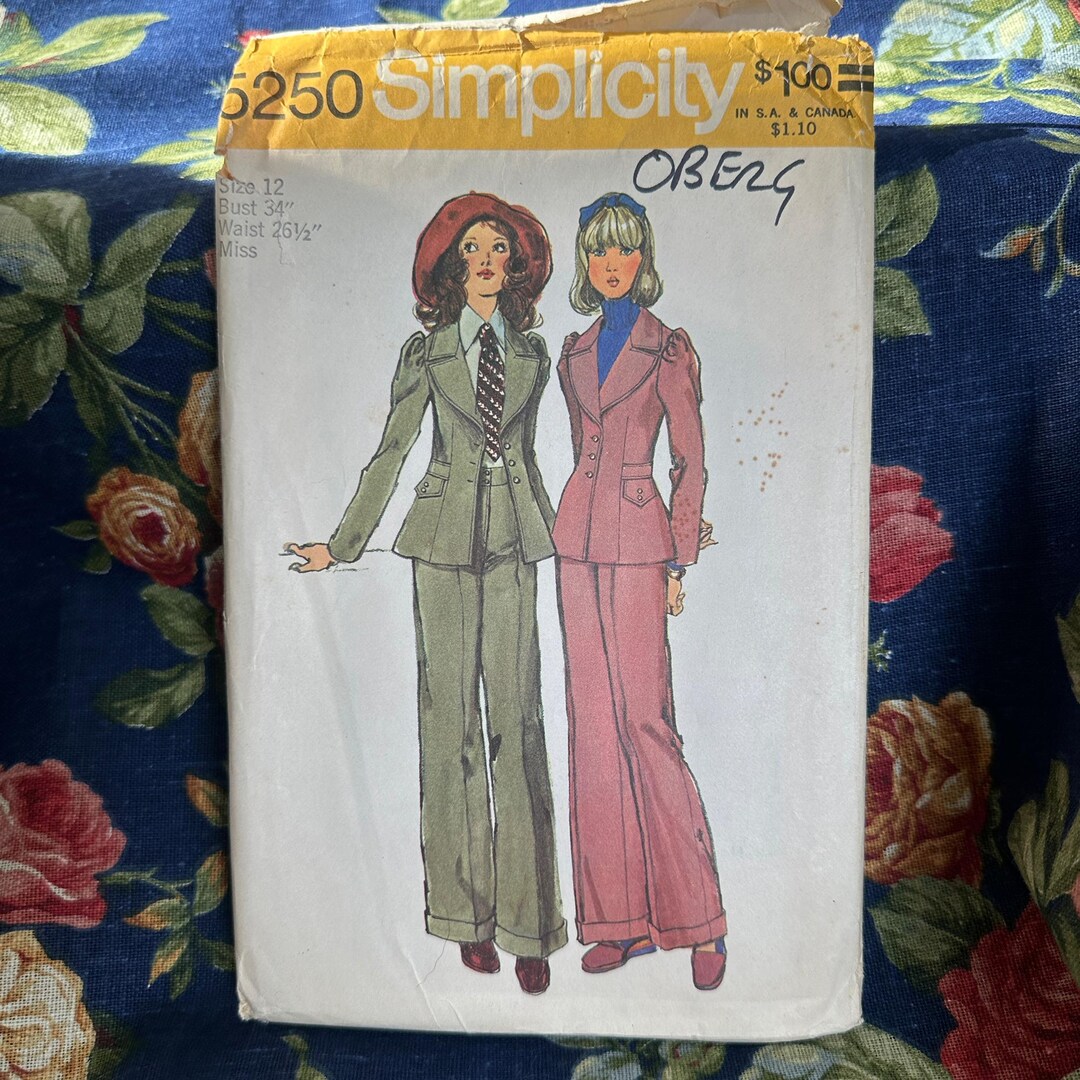 Vintage 1970s Misses' Jacket & Pants Pattern // Simplicity 5250 > Sz 12 ...