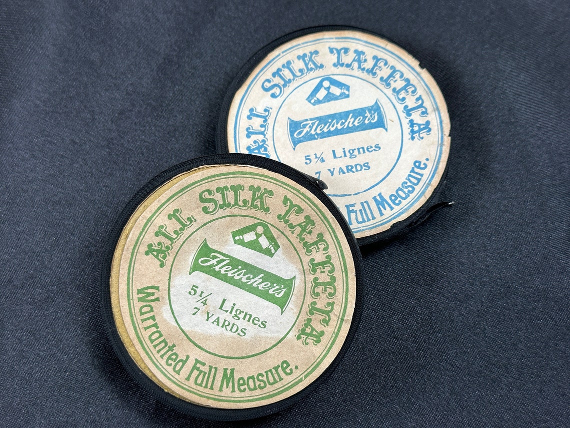 2 Antique Black Silk Taffeta Tape Trim Rolls // 1/2" > 2 Orig 1800s ...