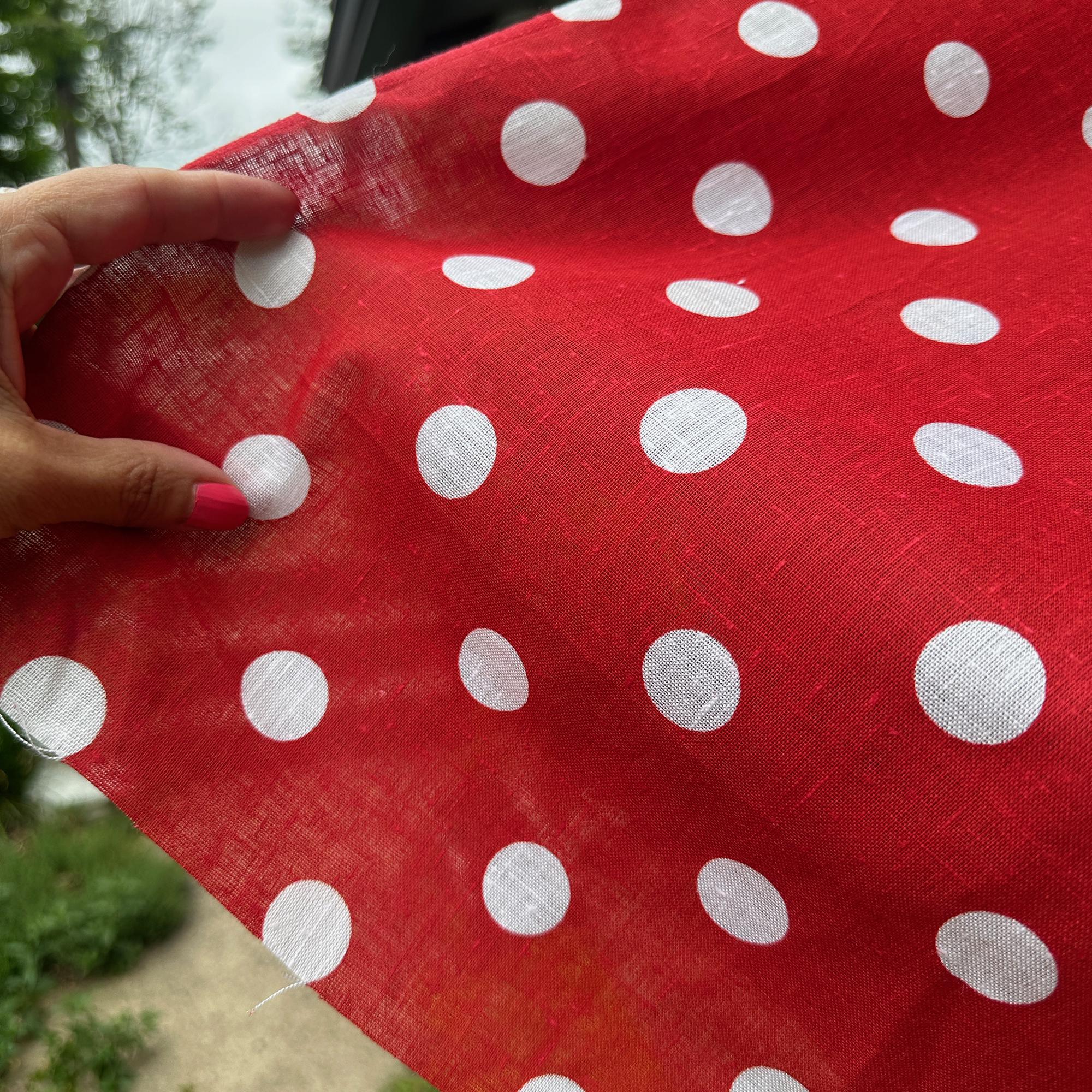 Bright Red & White Polka Dot Fabric // 72x44 Unused Bright Red & White Polka Dot Fabric // 72x44 Unused