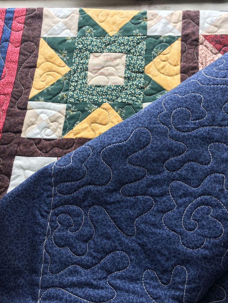 Calico Cotton Fabric Pieced Quilt Wall Hanging // 42x26 | Etsy