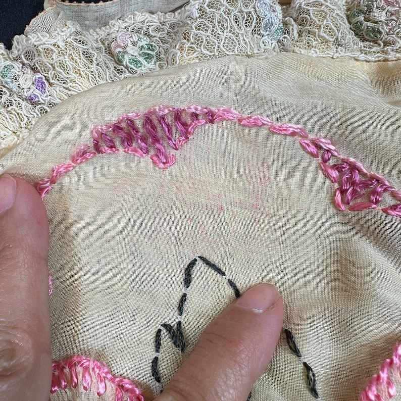 Vintage 1920s-1930s Sheer Embroidered Peach Batiste Boudoir Pillow ...