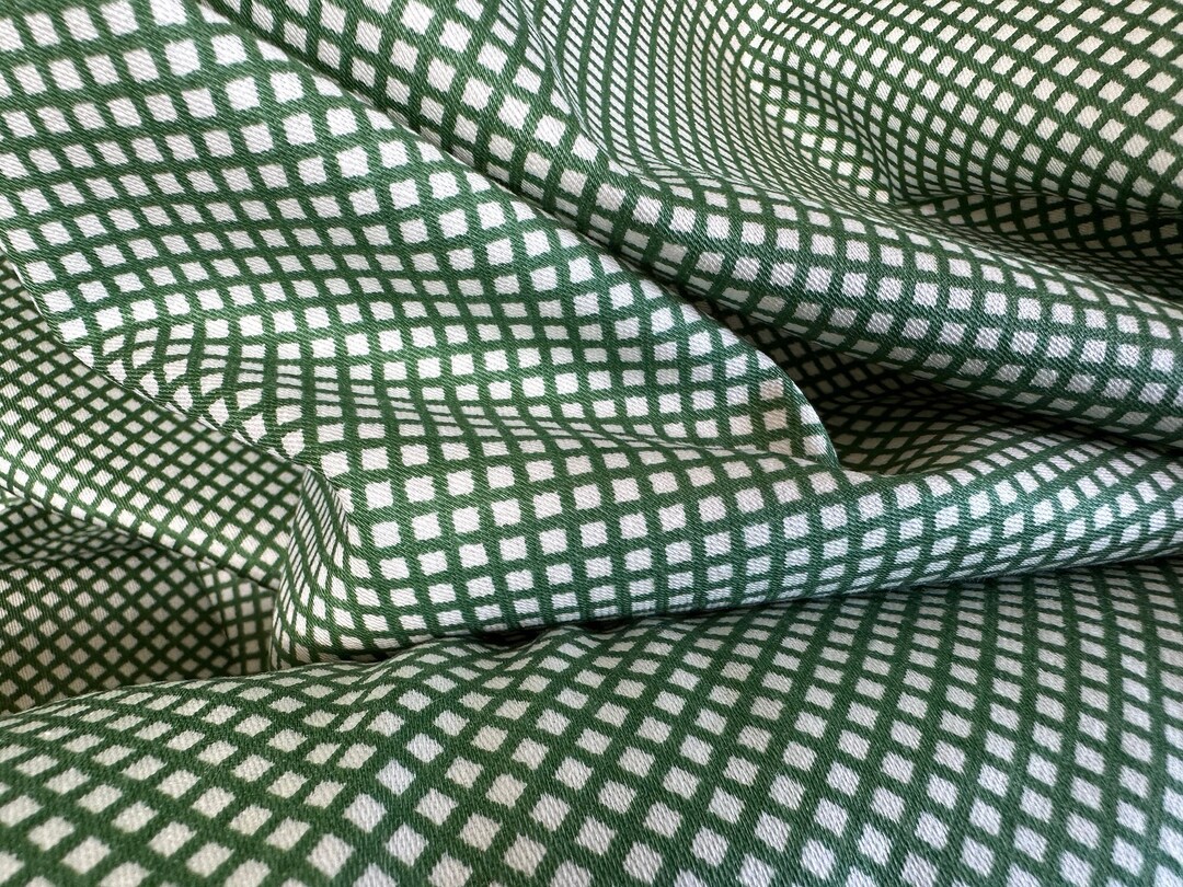 Vintage Green Lattice Grid Cotton Decorator Fabric // 36x49" BTY, by ...