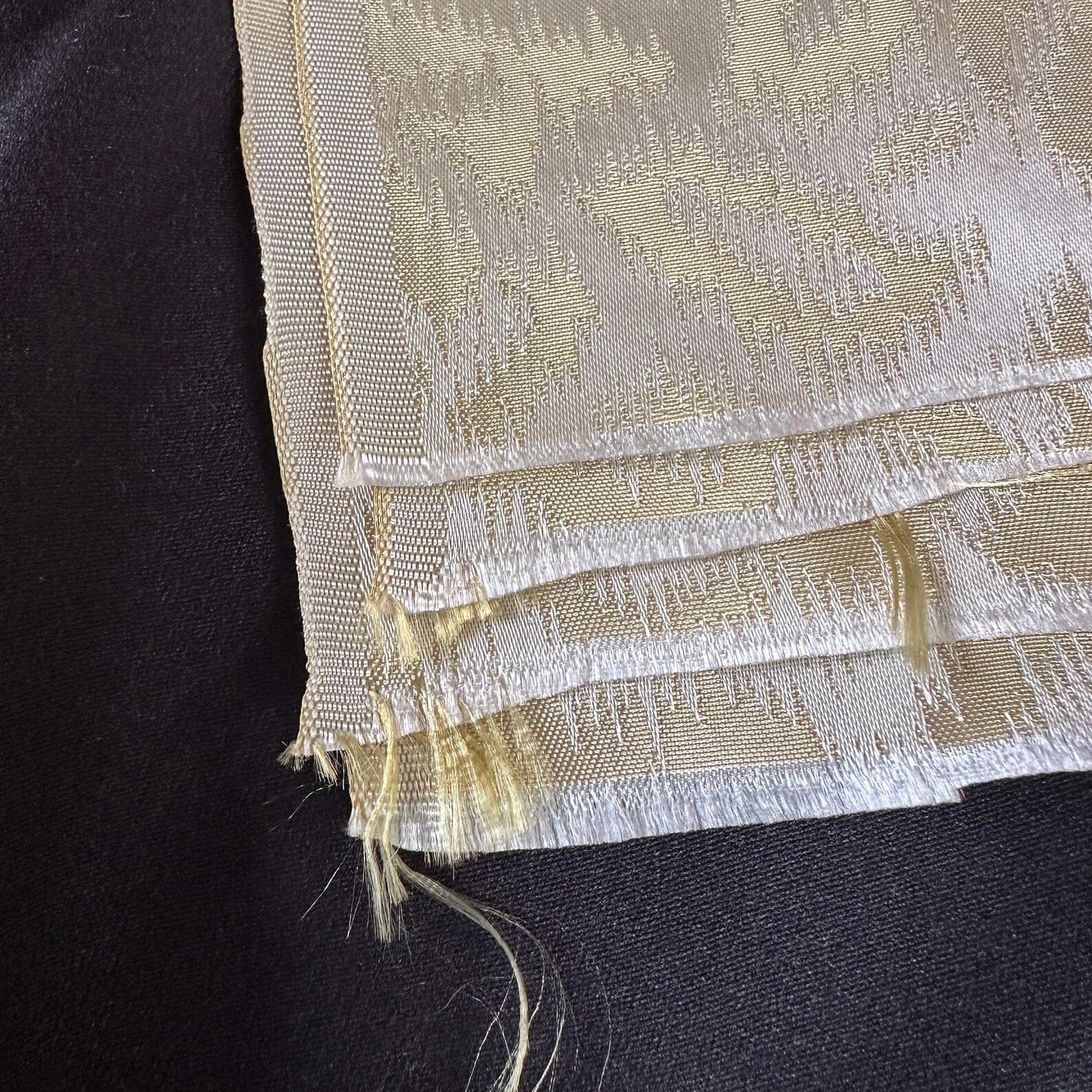 Vintage Mid-century Jacquard Fabric- Golden Yellow & Silvery White ...