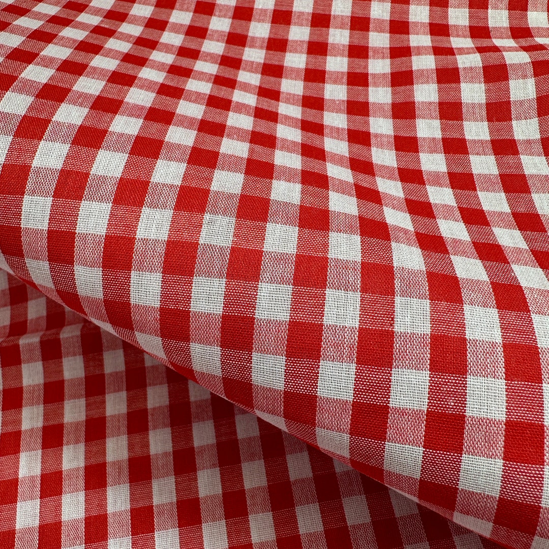 Vintage Red Gingham Check Fabric // 108x45" (3 Yds) > Unused Deadstock ...