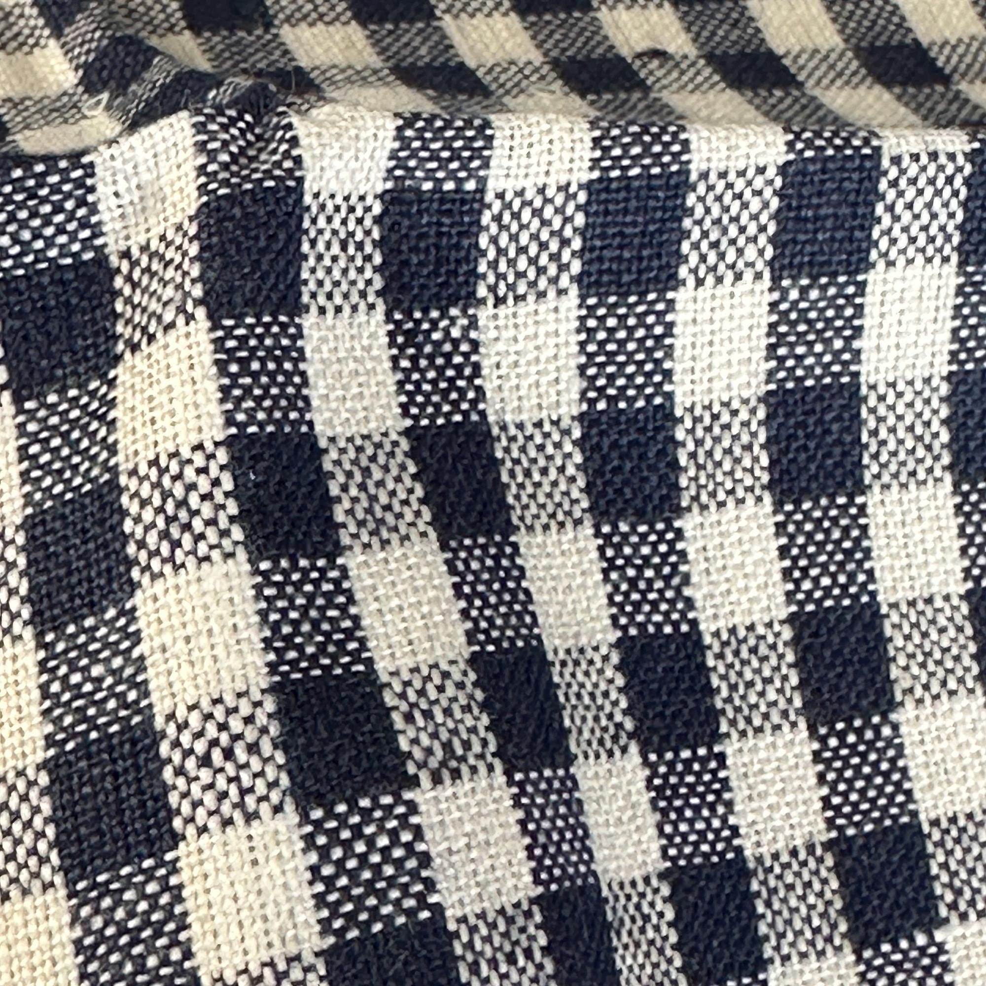 Vintage Indigo Blue Cotton Gingham Check Fabric // 72x44" > Unused ...