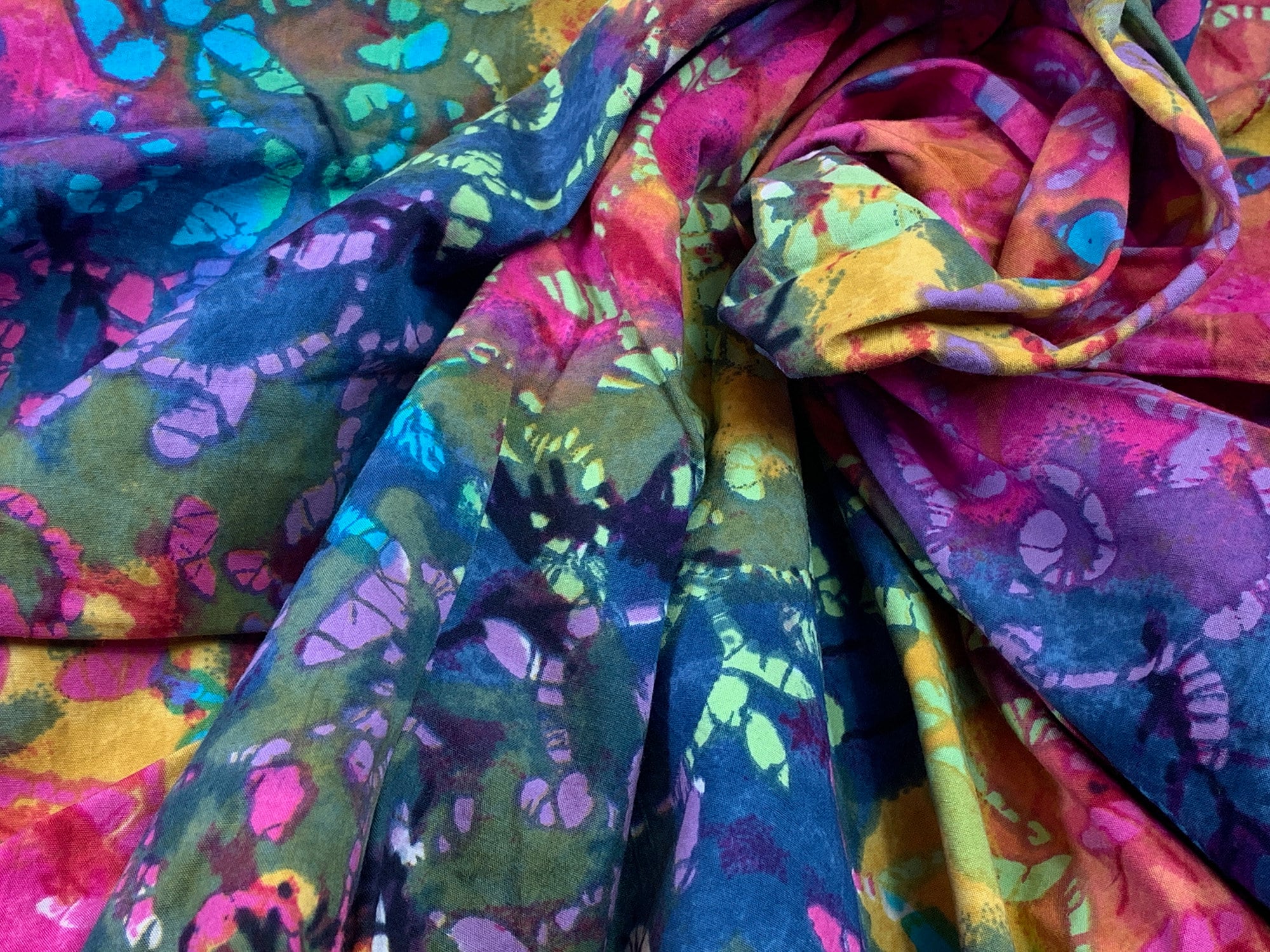 Jewel Tone Rainbow Batik Cotton Fabric // 98x47 2.5 Yd - Etsy