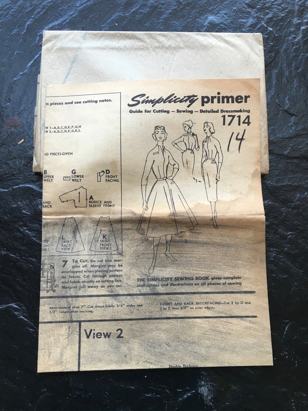 Vintage 1950s Dress With Full or Pencil Skirt Pattern // Simplicity ...