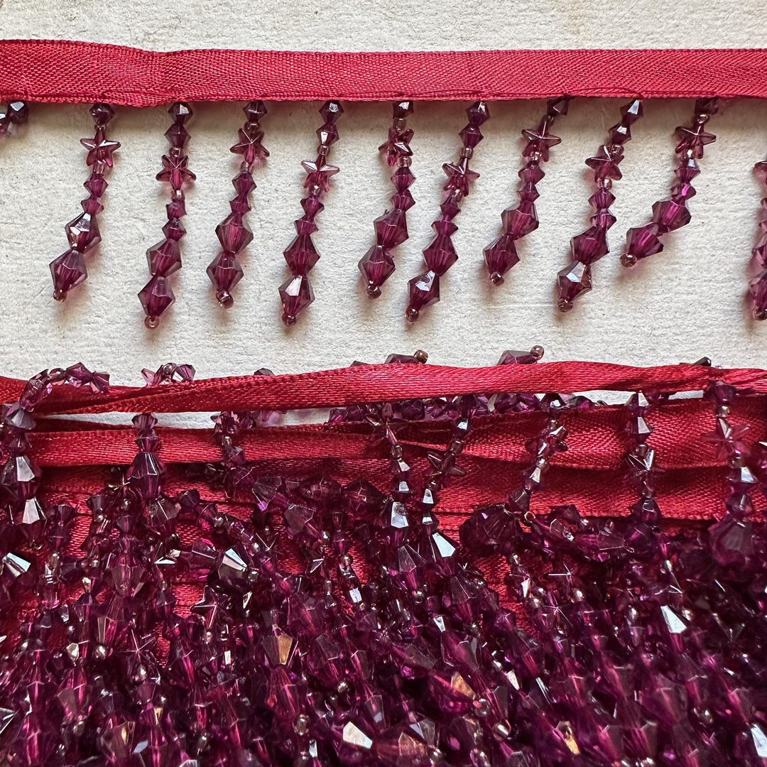 Garnet Red Beaded Fringe Tape Trim // 36x1.25" by the Yard, BTY ...