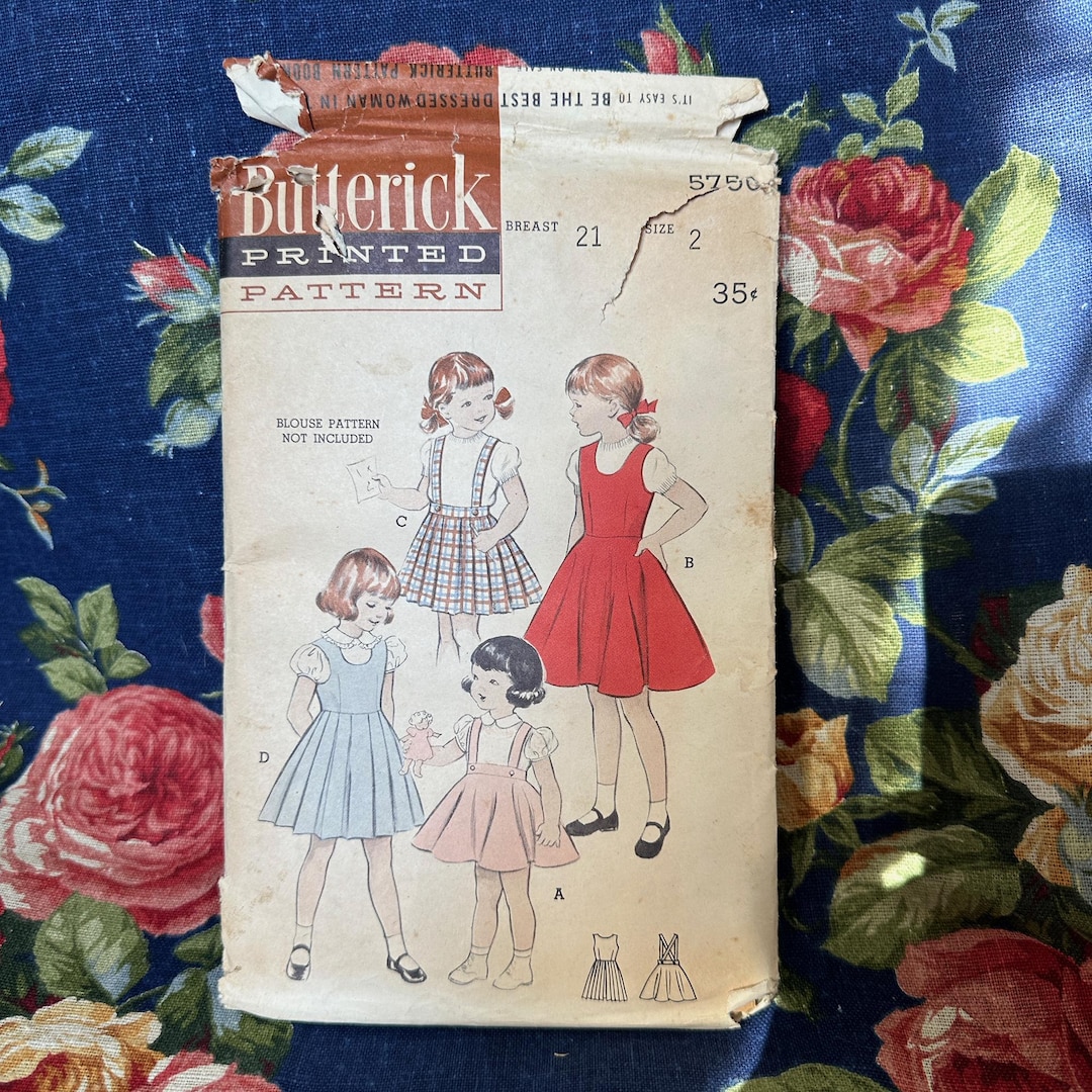 Vintage 1950s Girls’ Suspender Skirt or Jumper Pattern // Butterick ...