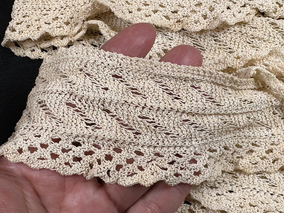 Antique Vintage Hand Knit Cotton Lace Edging Trim // 100x3" Loop ...