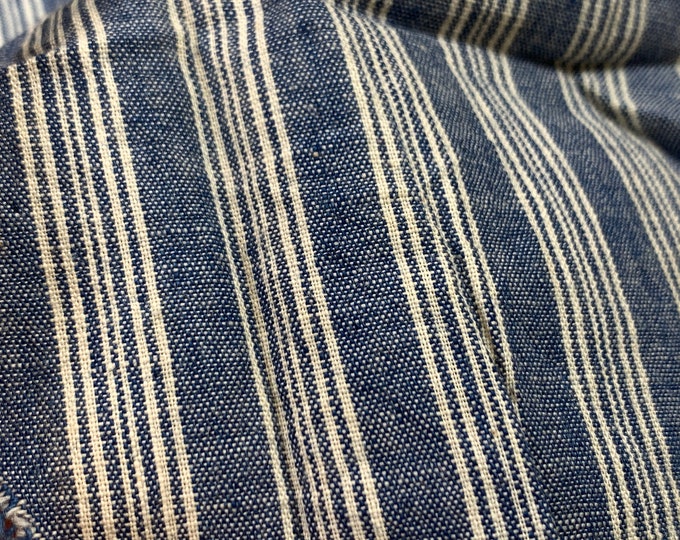 Antique Vintage Indigo Blue & White Pinstripe Cotton Fabric Scrap ...