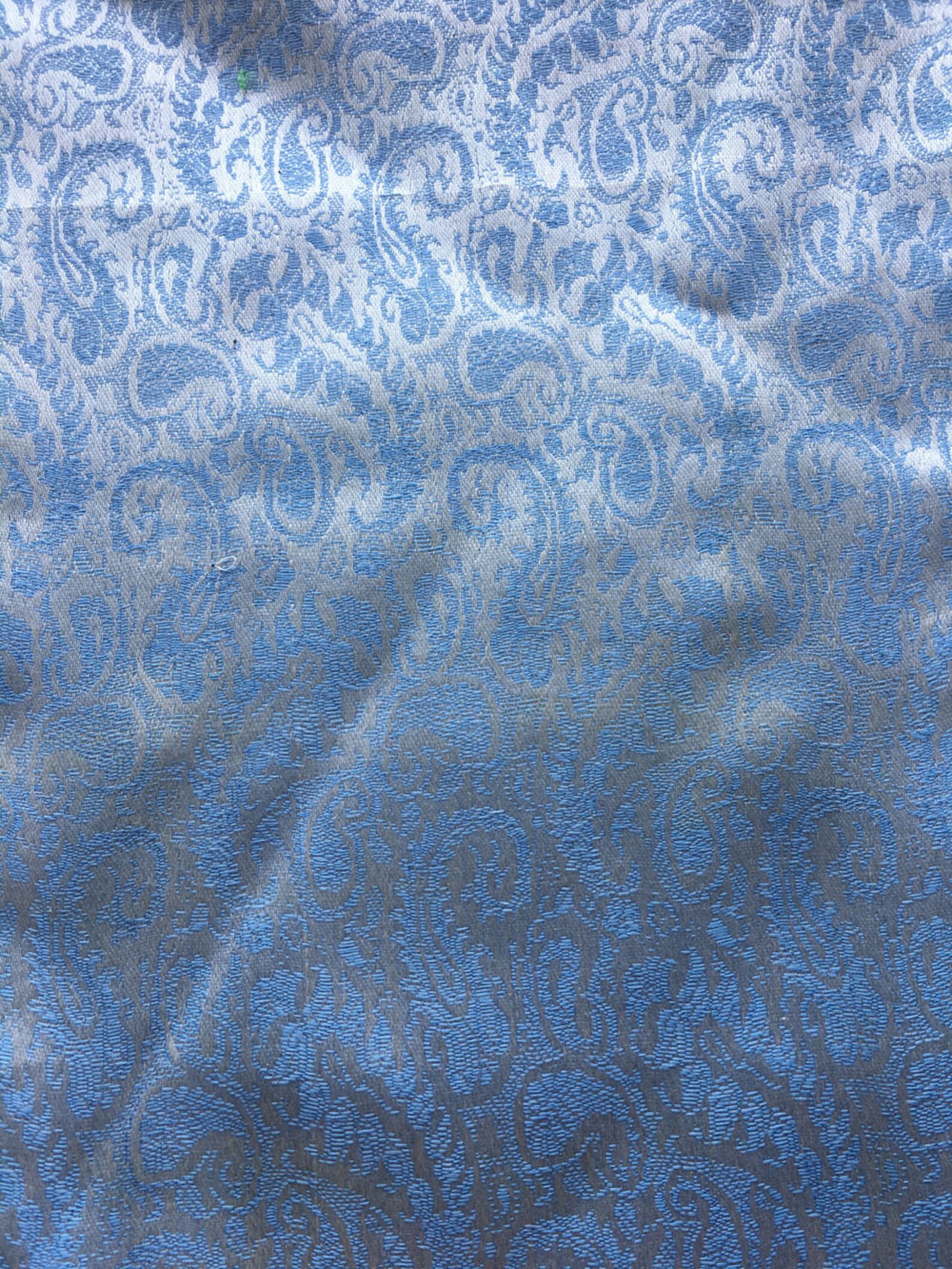 Vintage Blue & Silver Jacquard Silk Fabric // 108x35.5 | Etsy