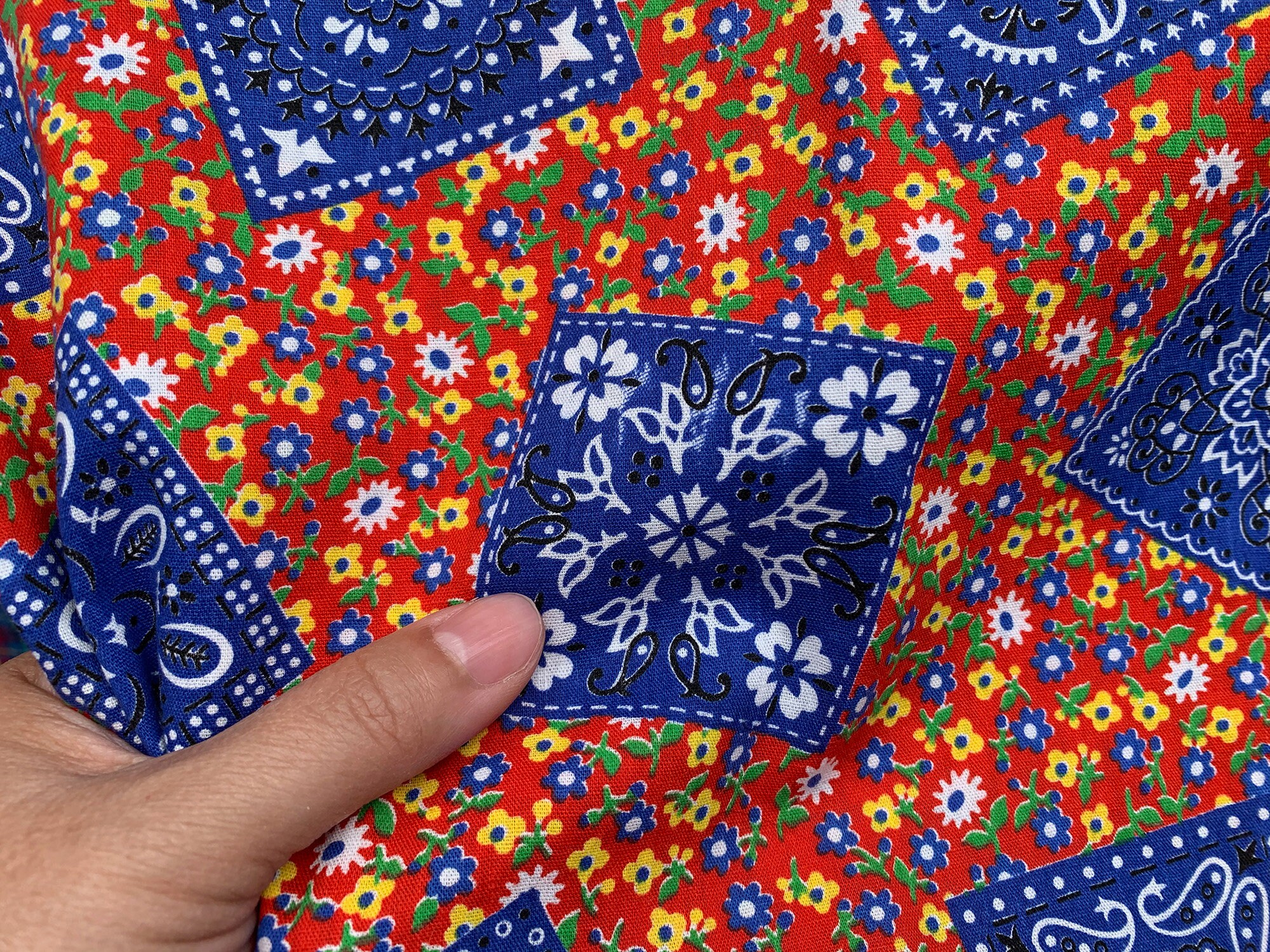 Vintage Calico and Bandana Print Cotton Fabric // 47x43 - Etsy